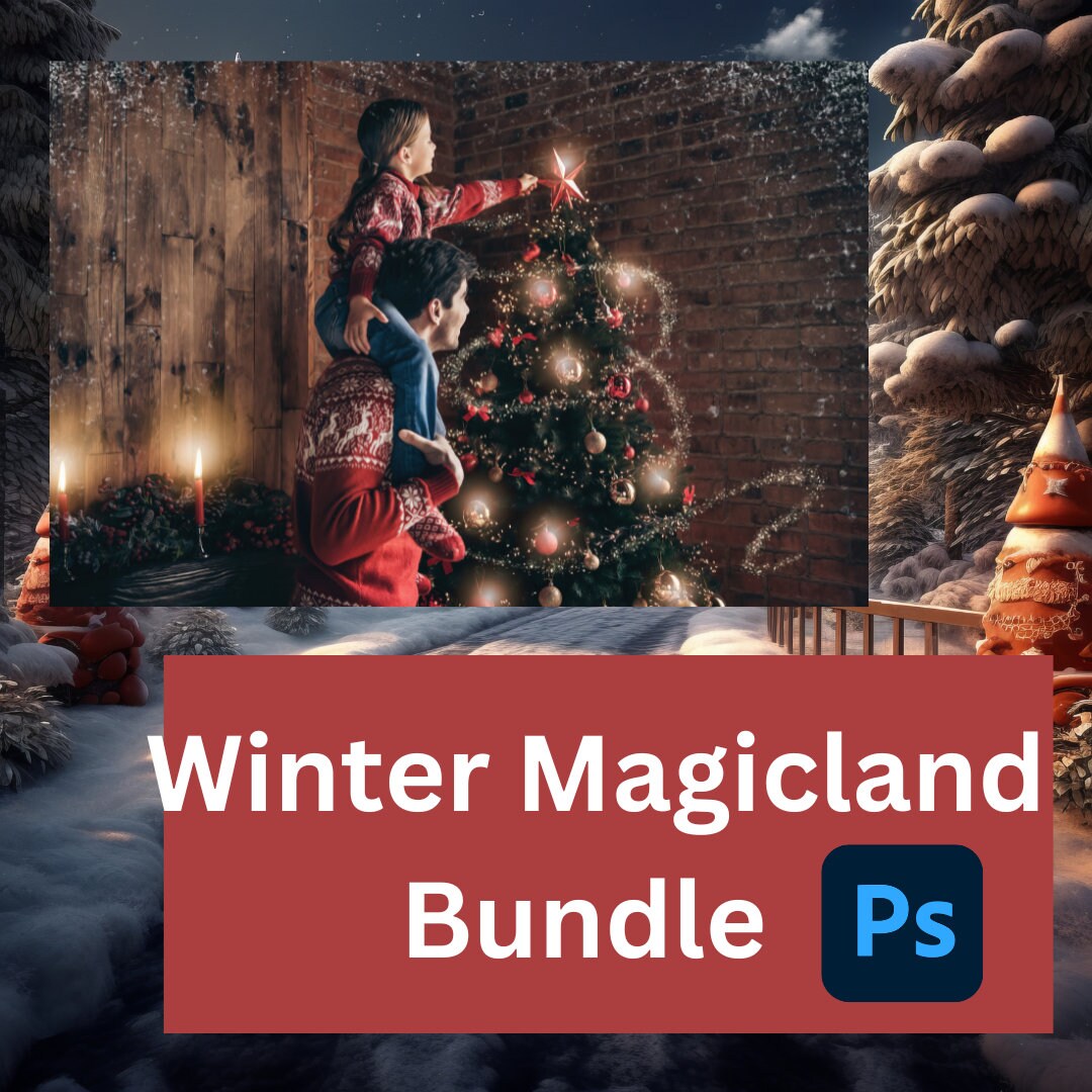Winter Magical Christmas Photoshop Actions With Digital Backdrop ...