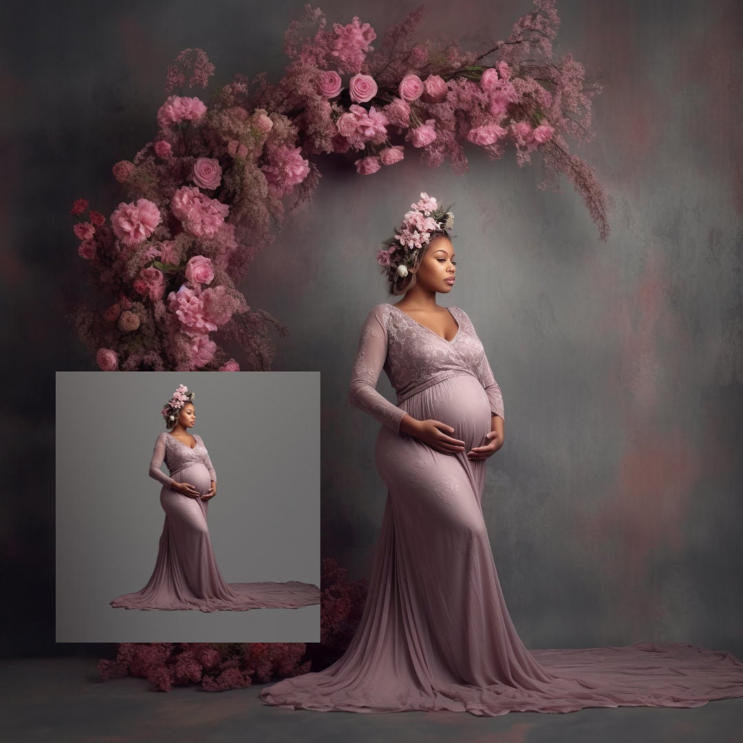 Maternity Digital Backdrops, Bundle Floral Maternity Backdrop Overlays, Studio Backdrop Overlays ...