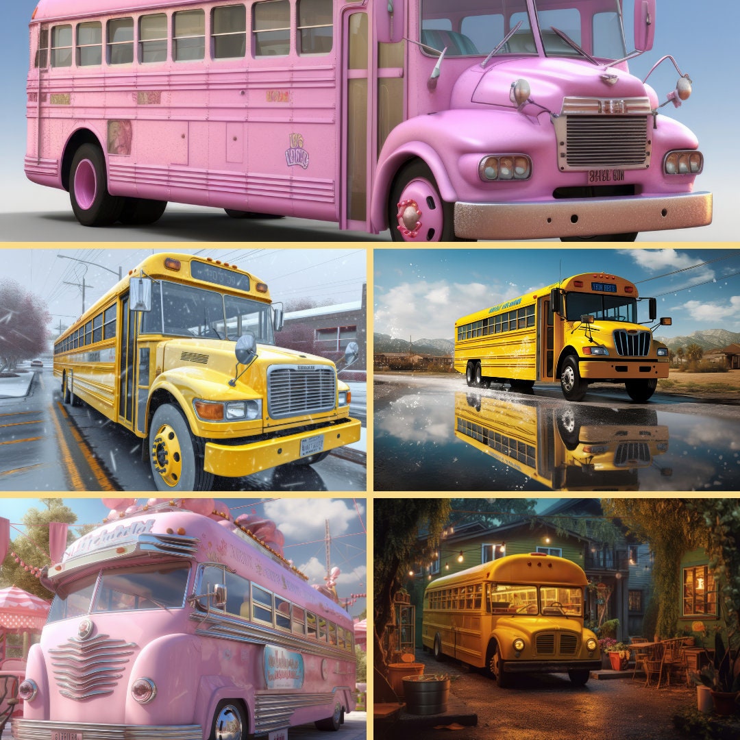 Back to School Bus Digital Backdrop & Photoshop Overlays, Photography ...