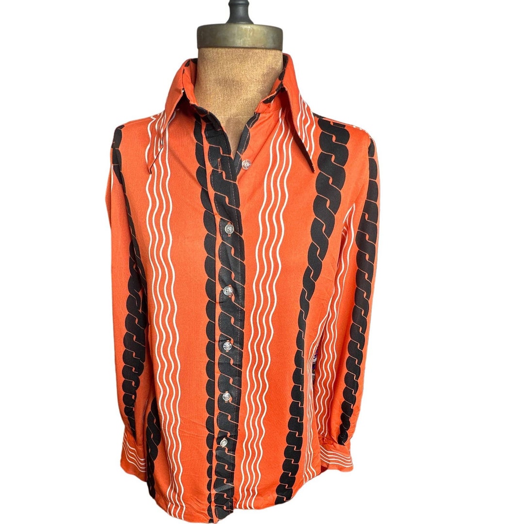 Ms. Sport 1970s Polyester Button up Long Sleeve Blouse Red - Etsy