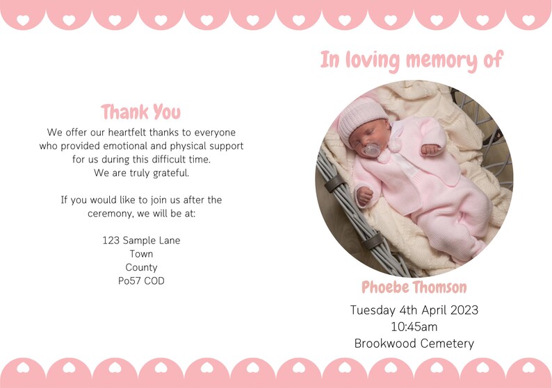 Baby Funeral Order of Service Download - Etsy