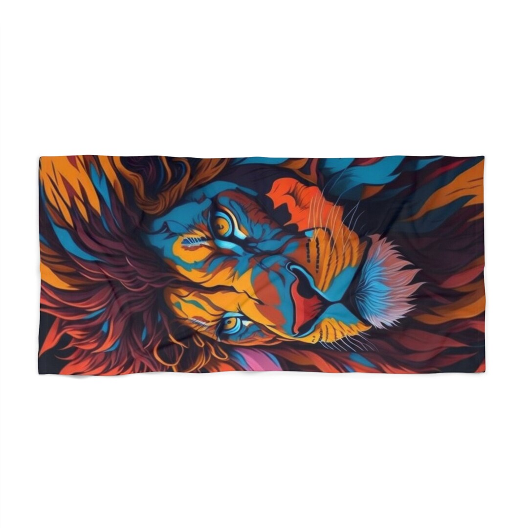 Lion Beach Towel Lion Design Beach Towels Lion Towel for - Etsy