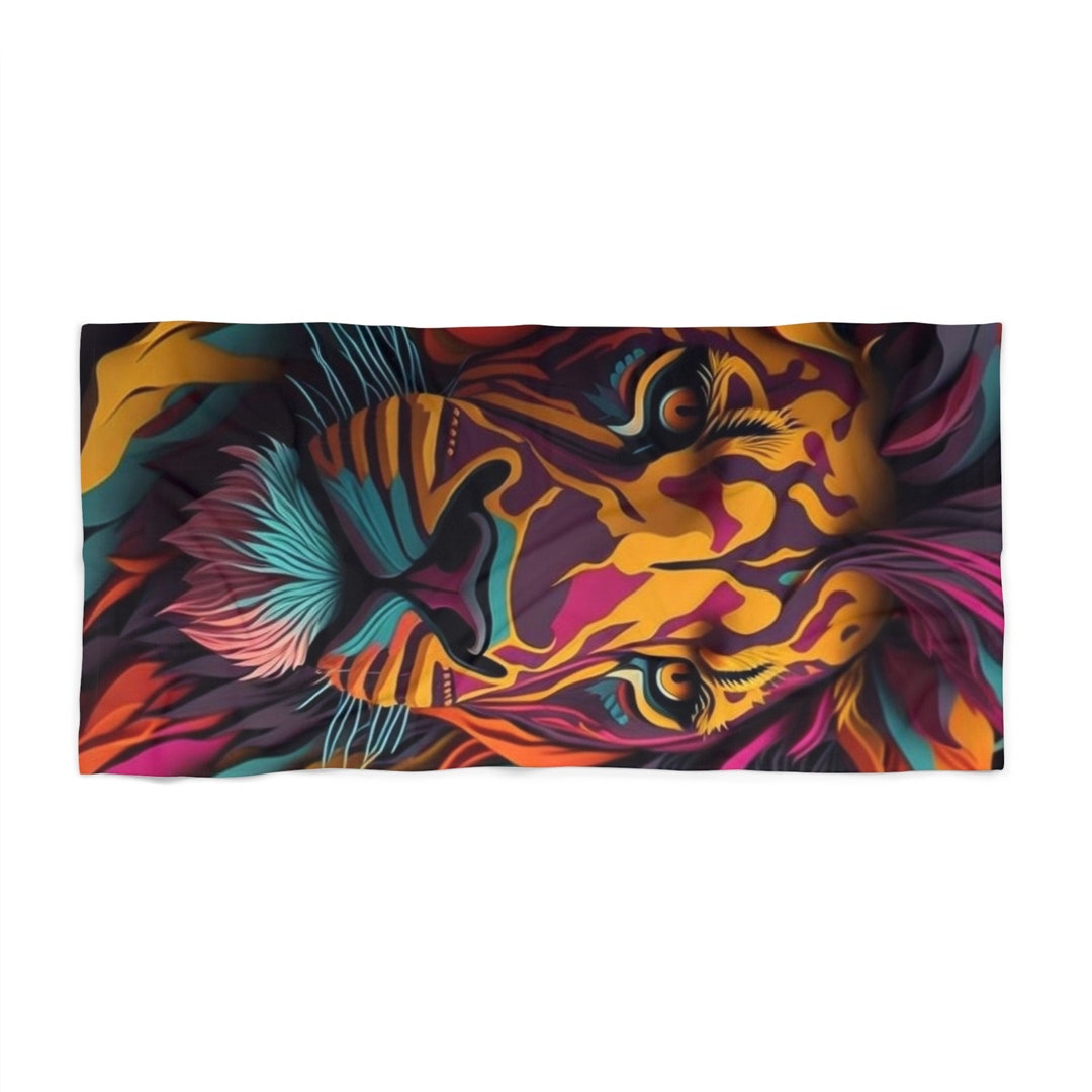 Lion Beach Towel Lion Design Beach Towels Lion Towel for - Etsy