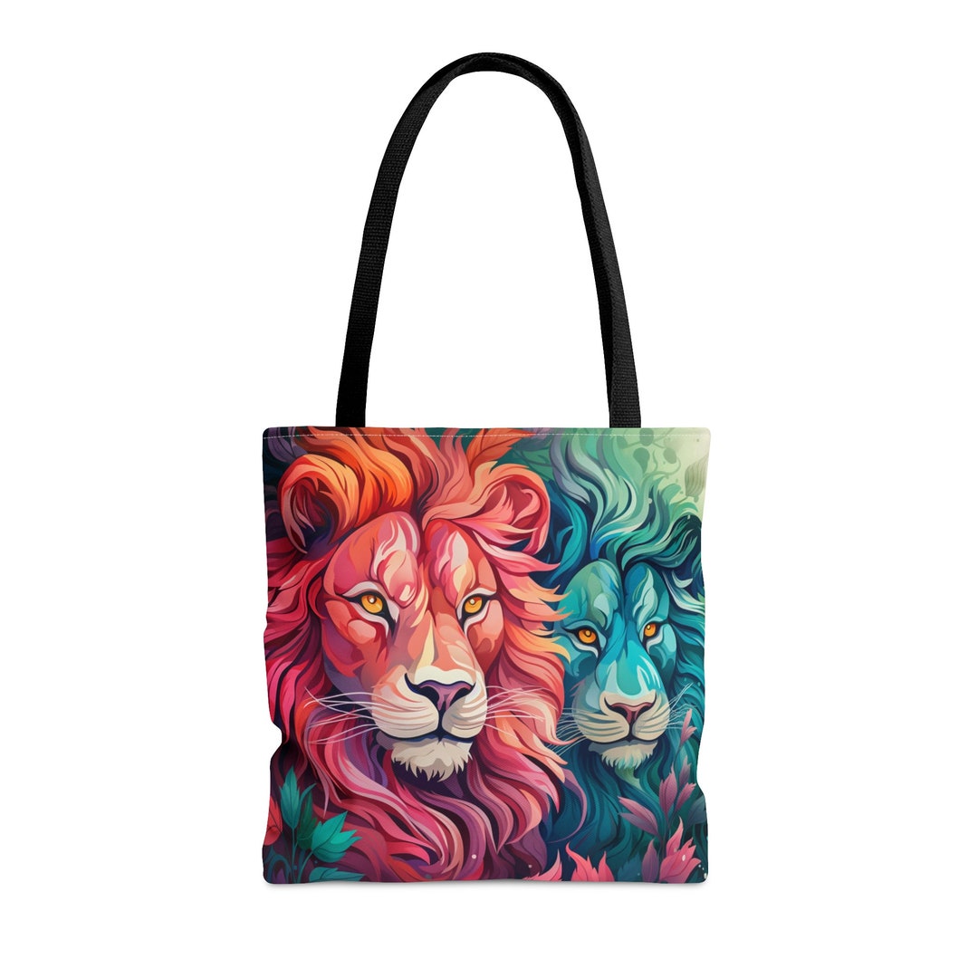 Lion Tote Bag, Lion Pattern Tote, Think Like A Lion, Lion Tote, Lion ...