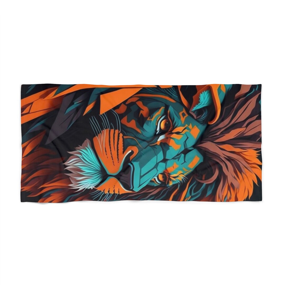 Lion Beach Towel Lion Design Beach Towels Lion Towel for - Etsy