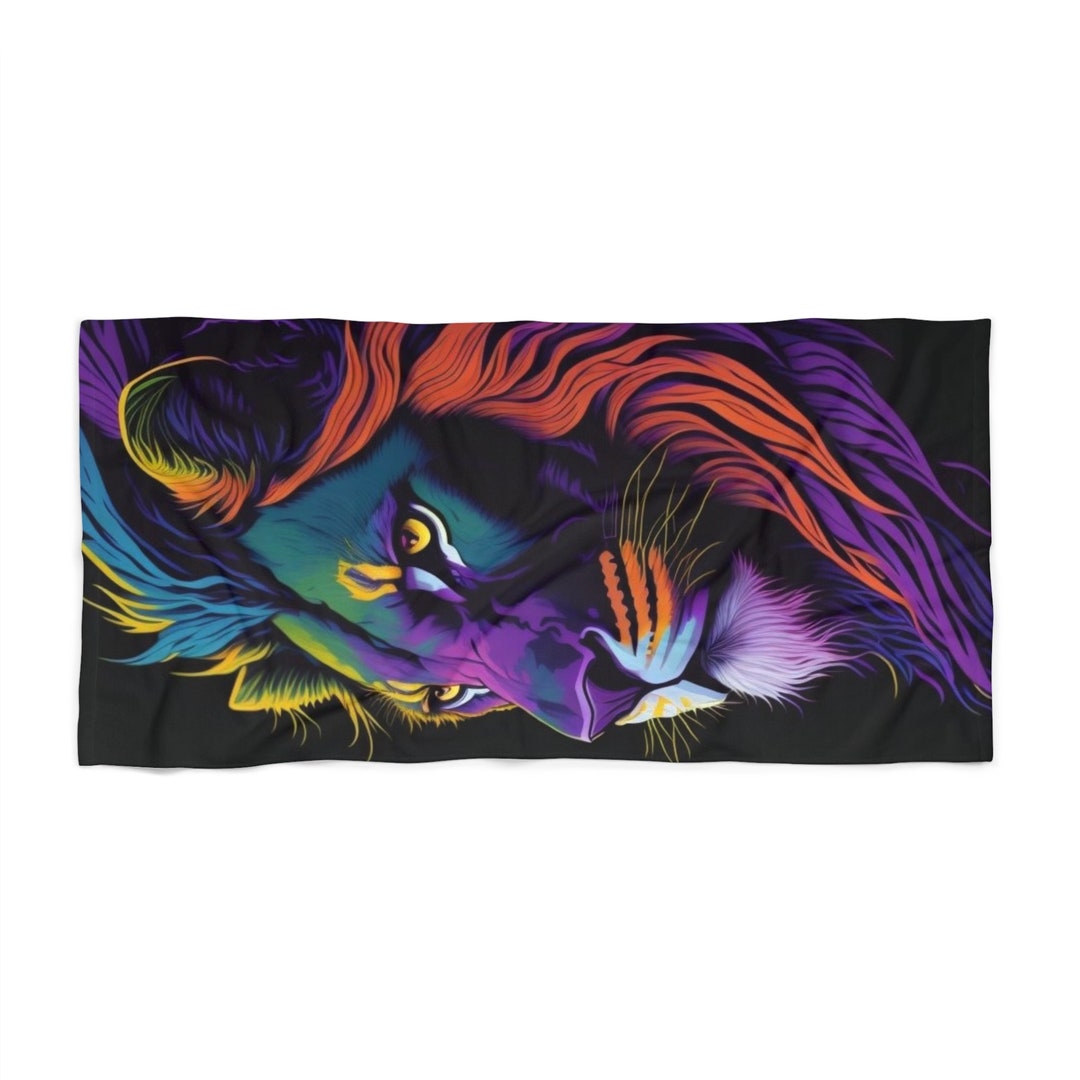 Lion Beach Towel Lion Design Beach Towels Lion Towel for - Etsy