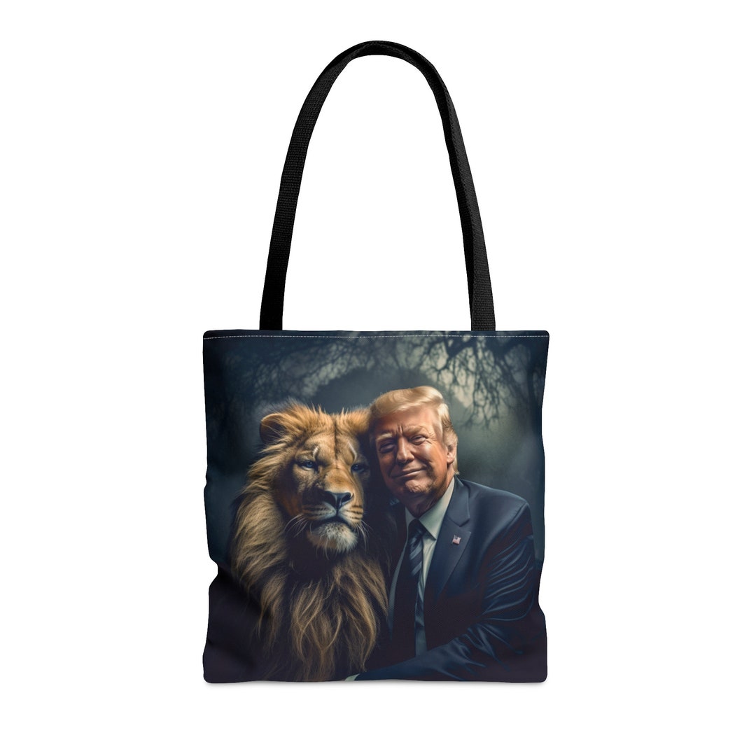 Donald Trump Lion Pride Tote Bag, Lion Pattern Tote, Think Like A Lion ...