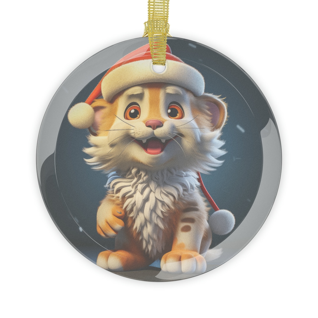 Glass Christmas Ornament | Lion Santa Tree Ornament | Lion Santa ...