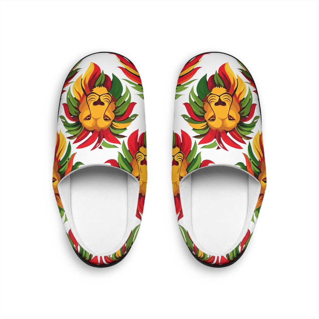 Summer Slippers, Rasta, Lion, Mens Slipper, Flannel Fleece Slipper ...