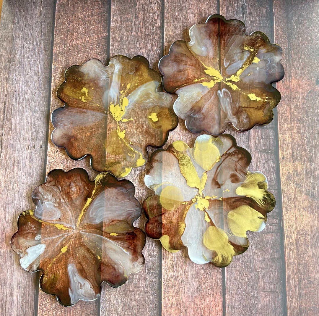 Handmade Flower Resin Coaster Set - Etsy
