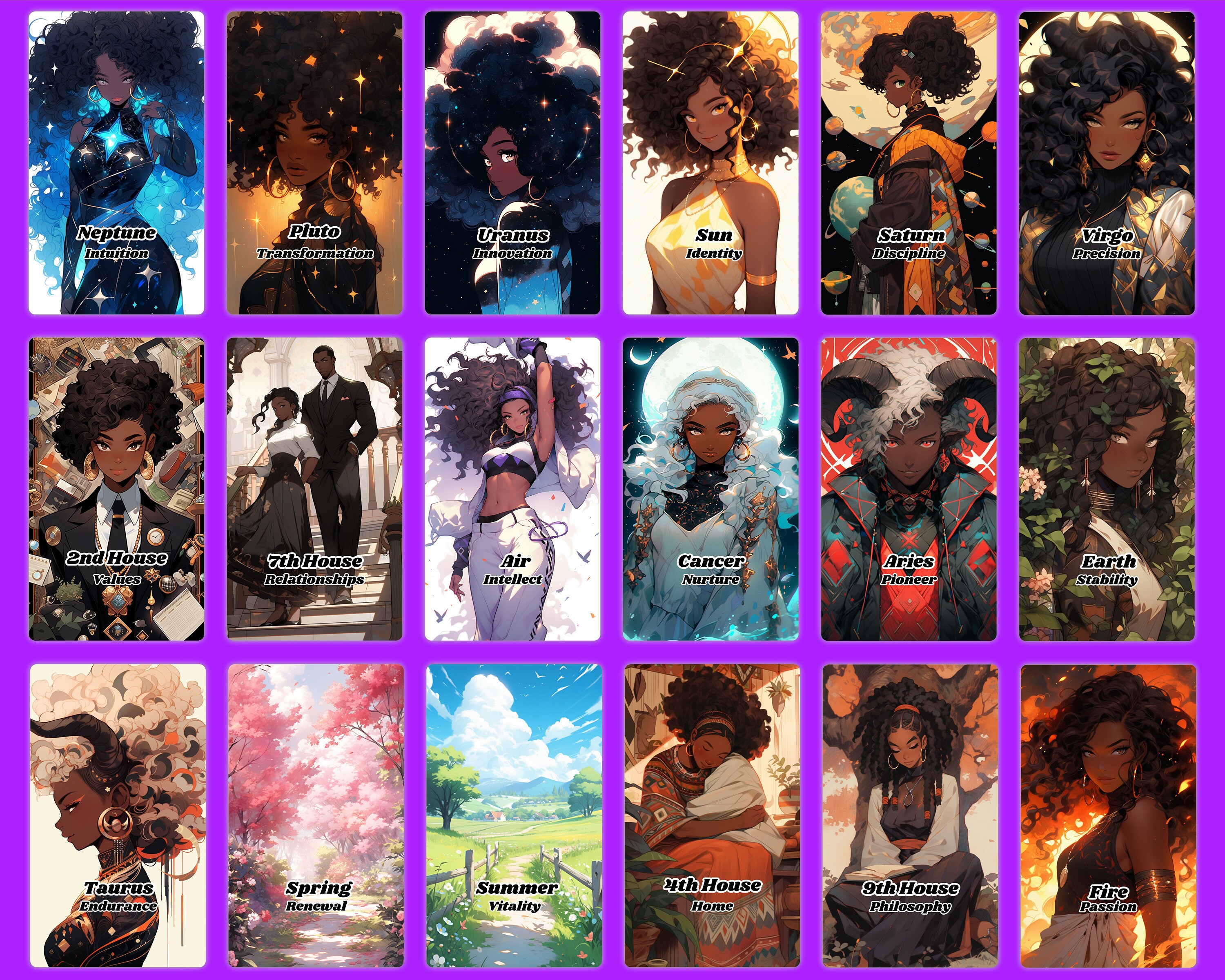 Printable Astrology Insights Oracle Deck - Zodiac Signs, Planetary ...