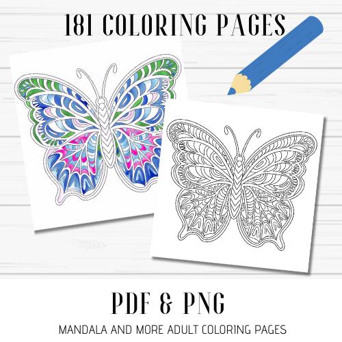 Printable Adult Coloring Book | 181 High-quality Pages + 5 Bonus Covers ...