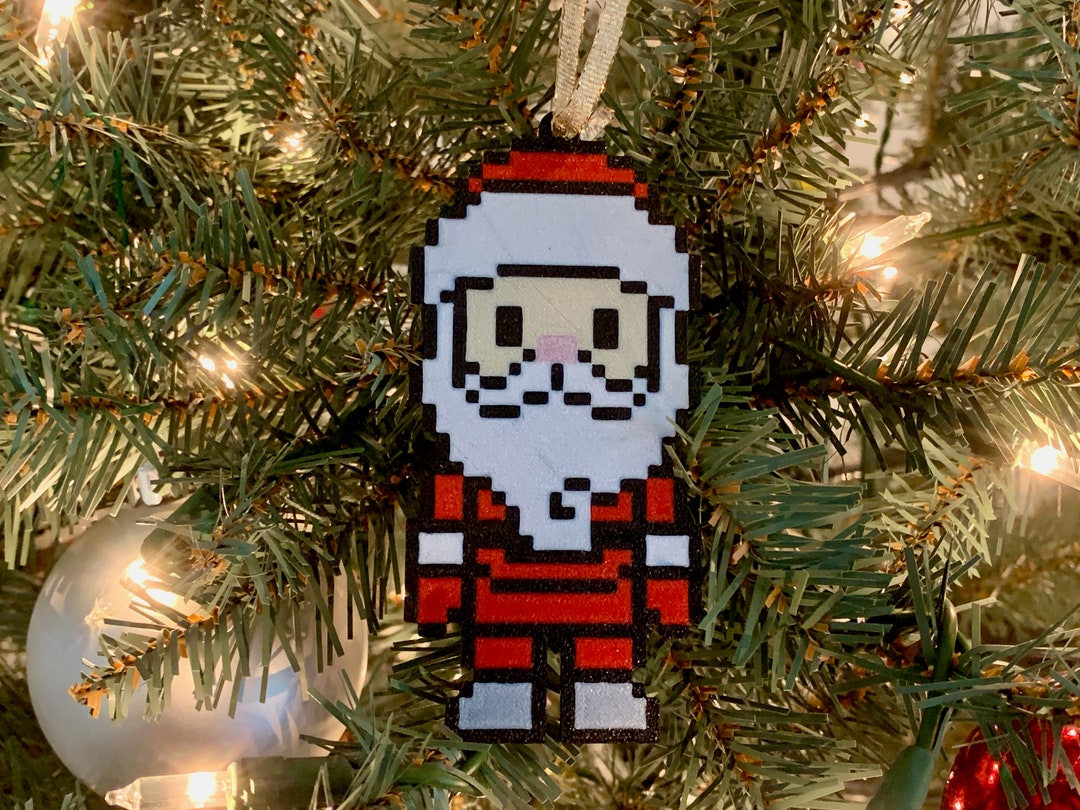 8bit Santa Ornament Pixel Art Christmas Ornament Video Game Santa Claus ...