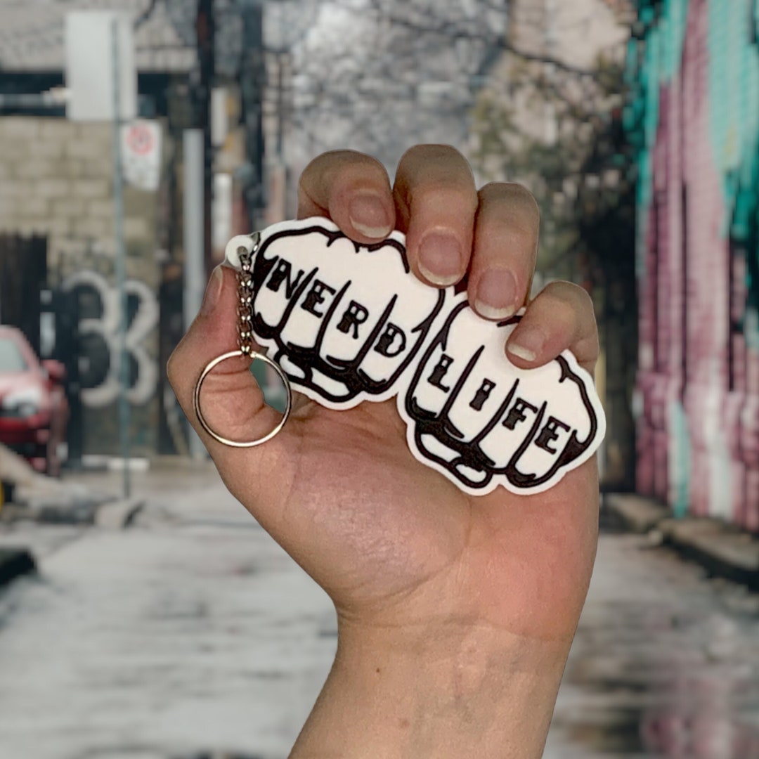 Custom Knuckle Tattoo Keychain - Your Personalized Text on Two-tone ...