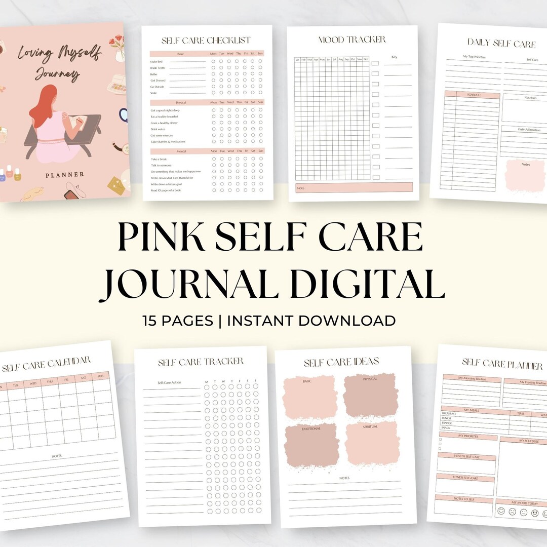 Editable Pink Self-care Planner Journal INSTANT DOWNLOAD Holistic ...