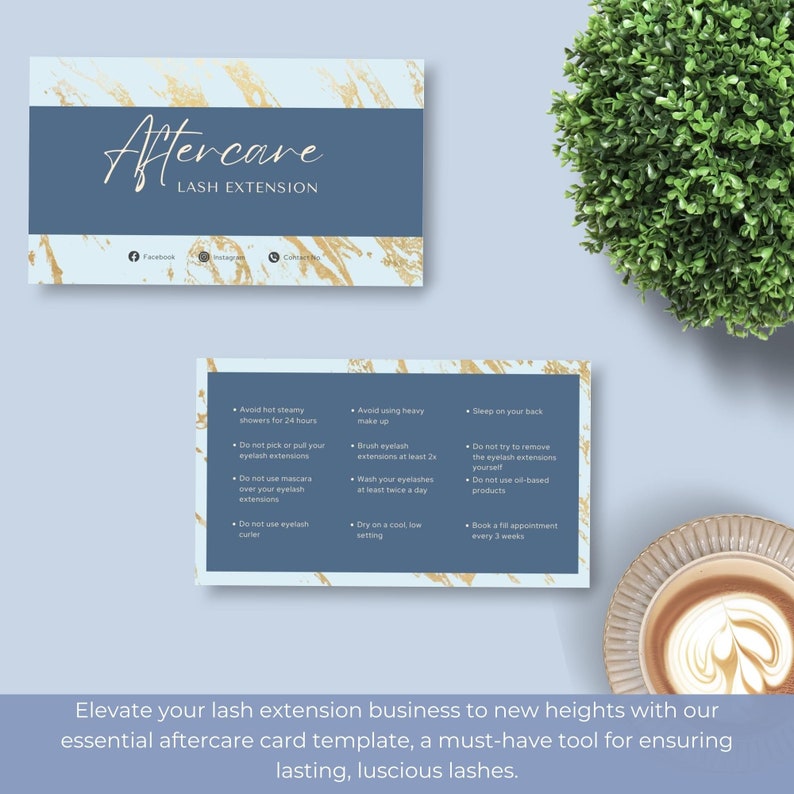 Editable Lash Aftercare Card INSTANT DOWNLOAD Eyelash Extensions Care ...