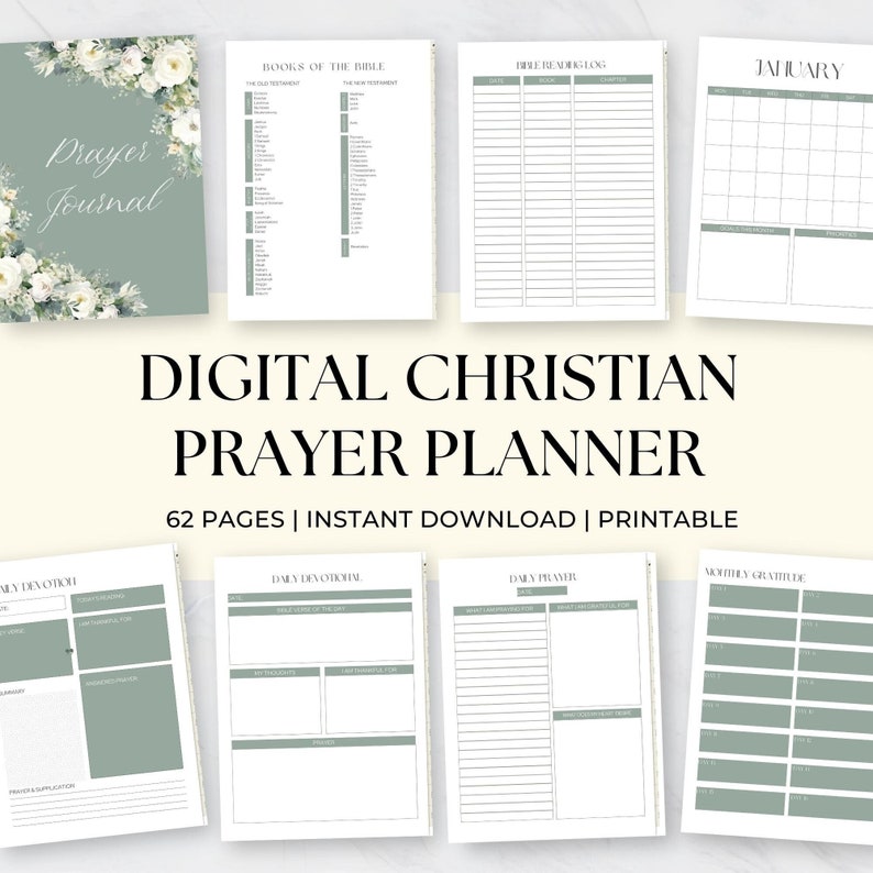 Sage Green Christian Prayer Planner INSTANT DOWNLOAD Digital Faith ...