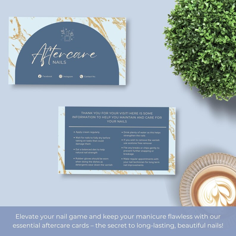 Editable Nail Aftercare Card Template INSTANT DOWNLOAD Nail Tech ...