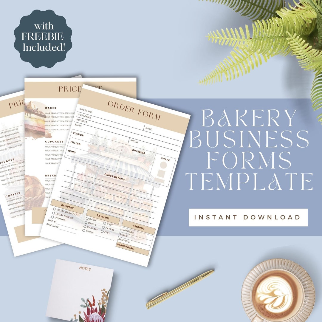 Customizable Bakery Business Forms INSTANT DOWNLOAD Editable Canva ...