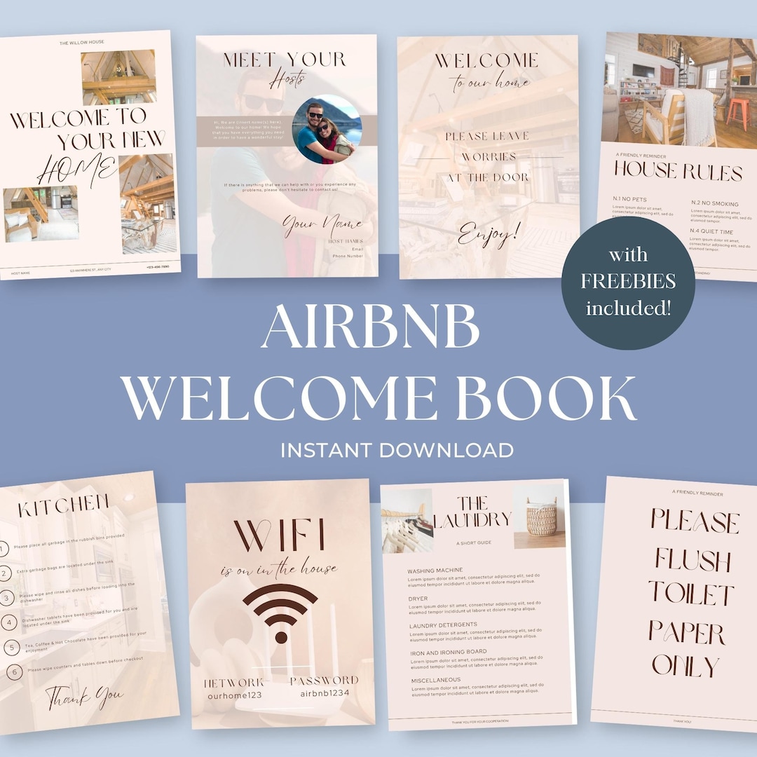 Airbnb Welcome Book Template INSTANT DOWNLOAD 16 Customizable Pages ...