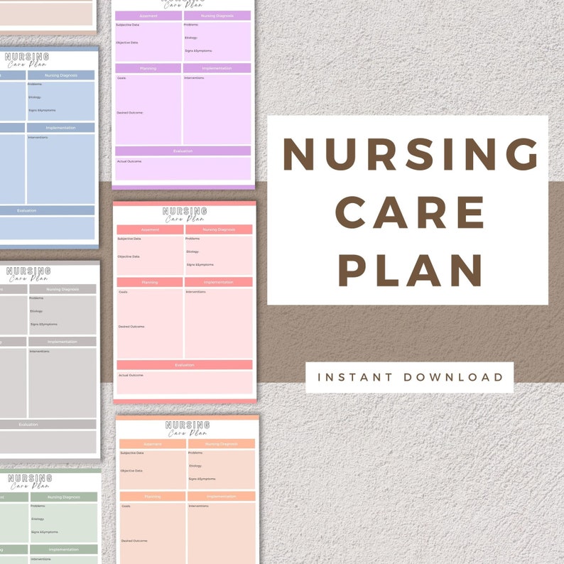Nursing Student Essential Printable Care Plan Form INSTANT DOWNLOAD ...