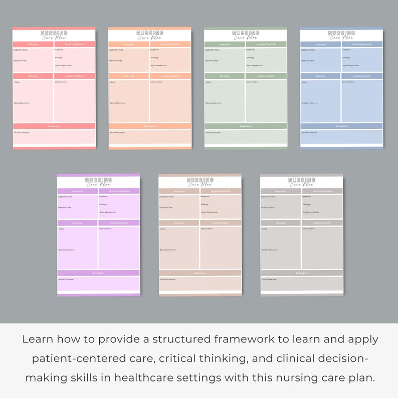 Nursing Student Essential Printable Care Plan Form INSTANT DOWNLOAD ...