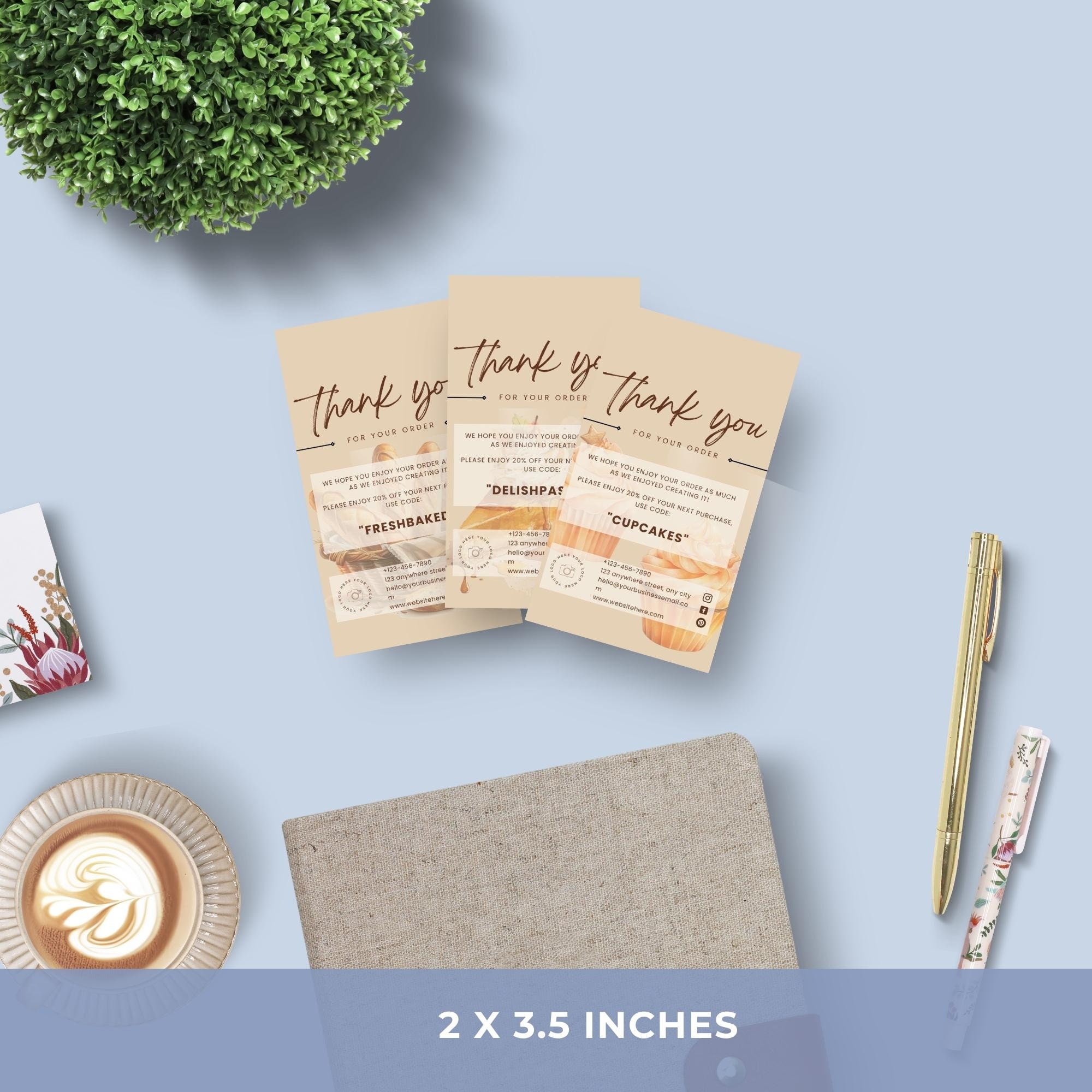 Editable Bakery Thank You Cards Canva Template INSTANT DOWNLOAD for ...