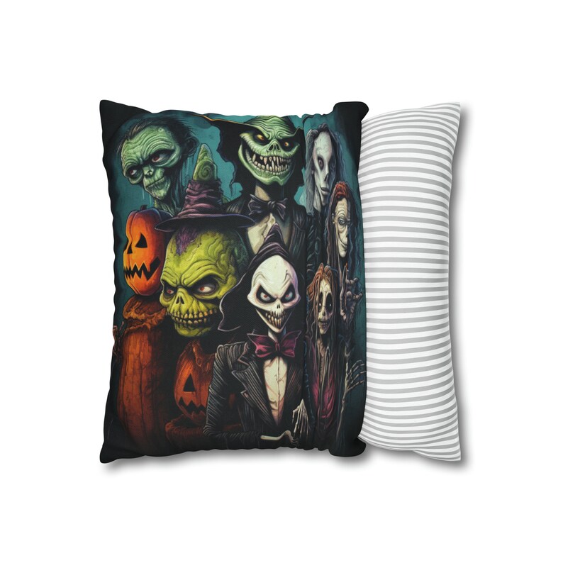 Spooky Halloween Monster Horror Design Spun Polyester Square Pillow ...