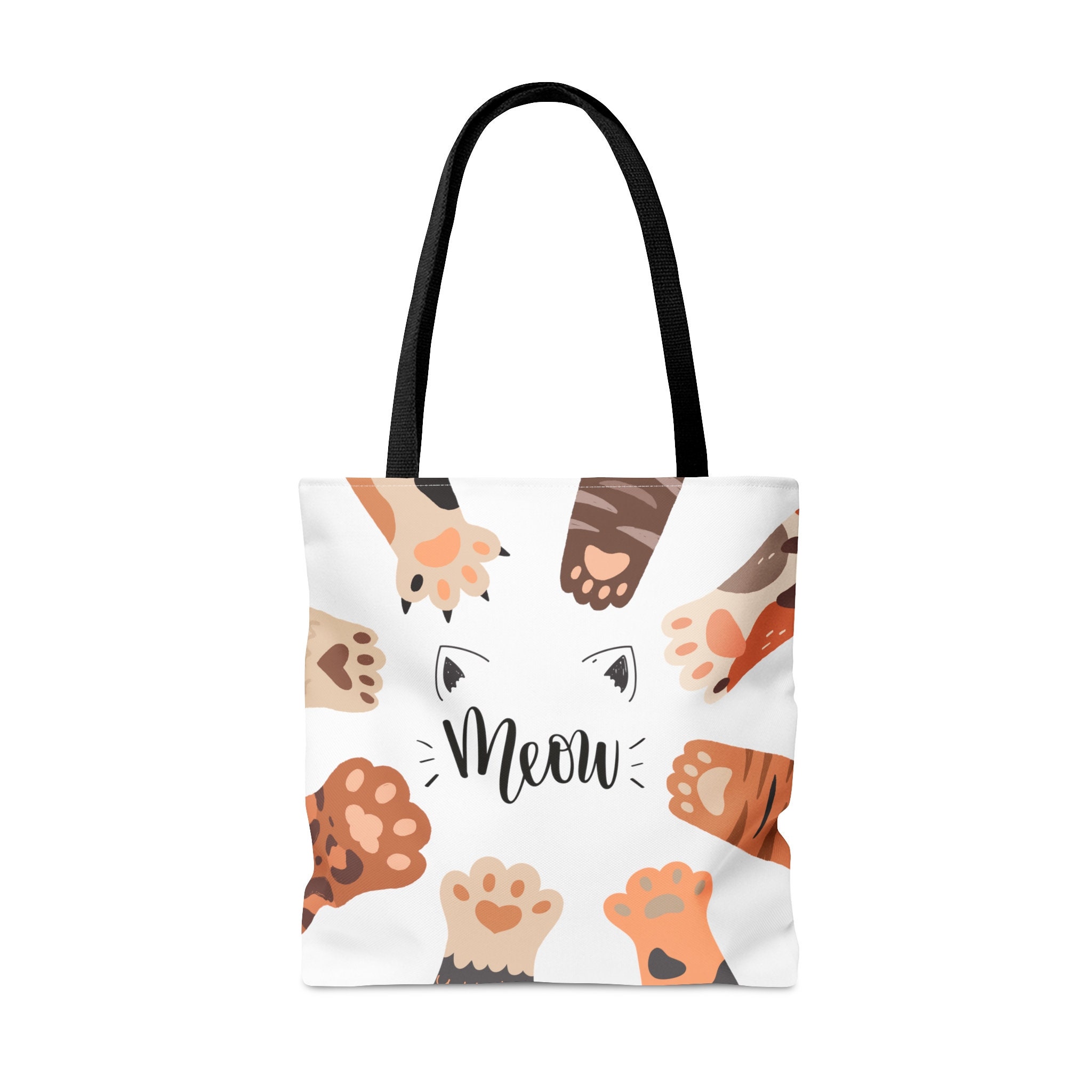 Meow Cat Paw Print Cute All-over Printed Tote Bag. farmers - Etsy