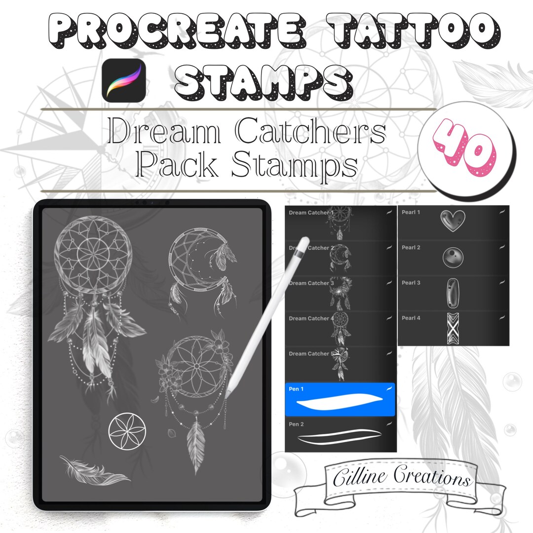 Procreate Tattoo Brushes Dream Catchers Pack Stamps - Etsy