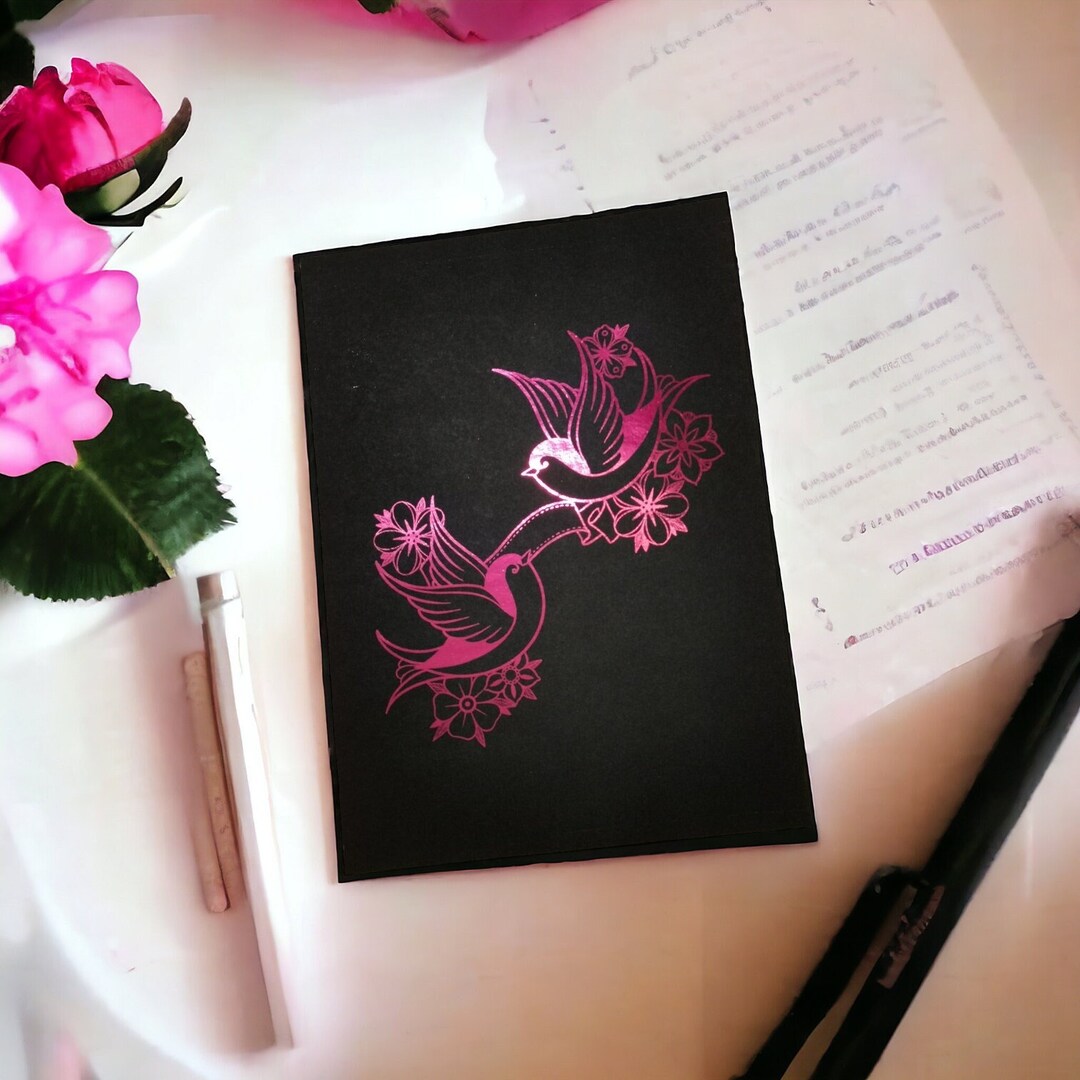 Printing Swallows Old School Poster Foil Gilding Poster on Cardboard ...