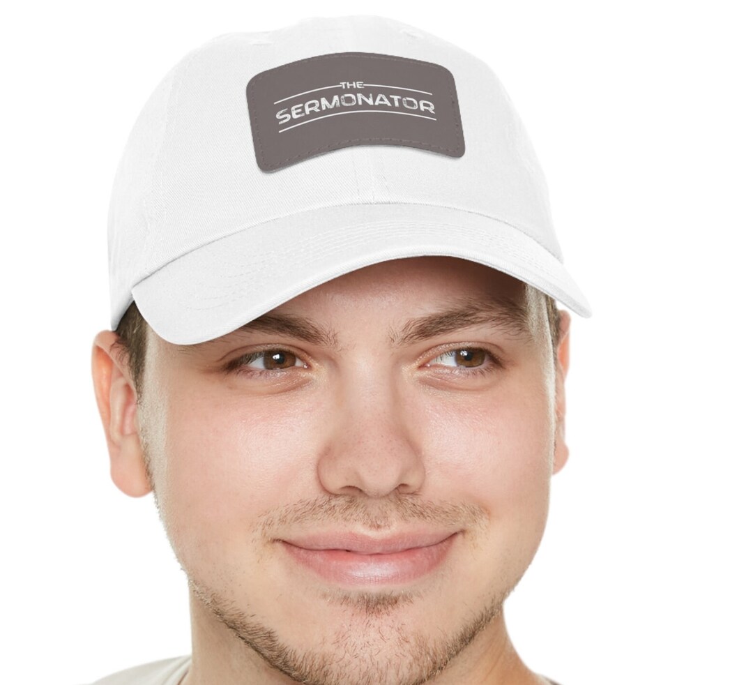 The Sermonator, Hat With Leather Patch (rectangle), Pastor Gift ...