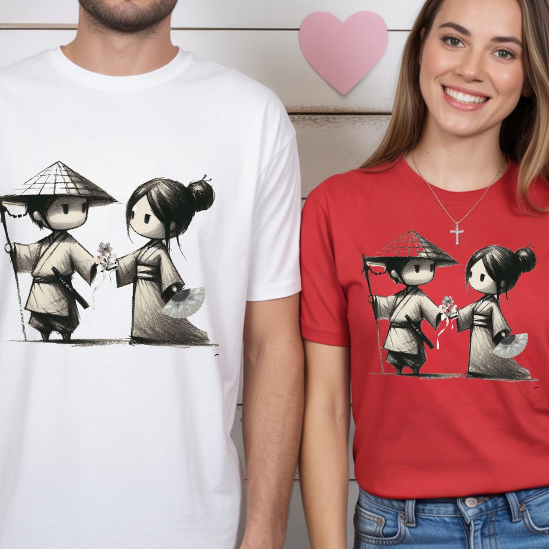 Samurai Couple Valentine Shirt, Japanese Love Warrior Sweatshirt ...