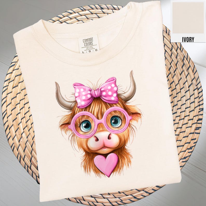 Highland Cow Valentine Shirt With Heart Glasses, Cute Peeking Heifer ...