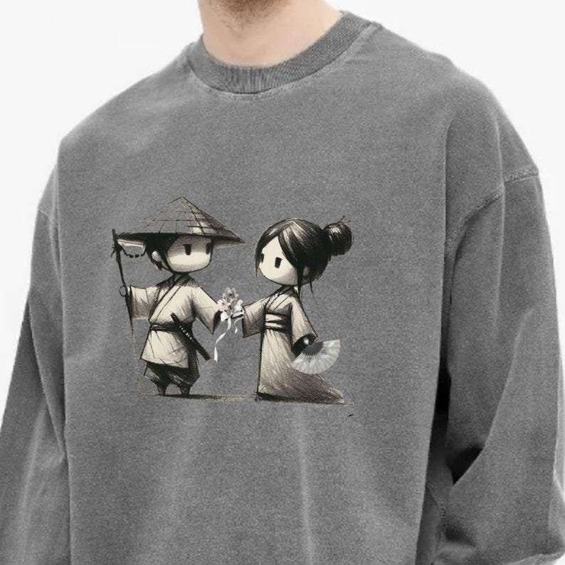 Samurai Couple Valentine Shirt, Japanese Love Warrior Sweatshirt ...
