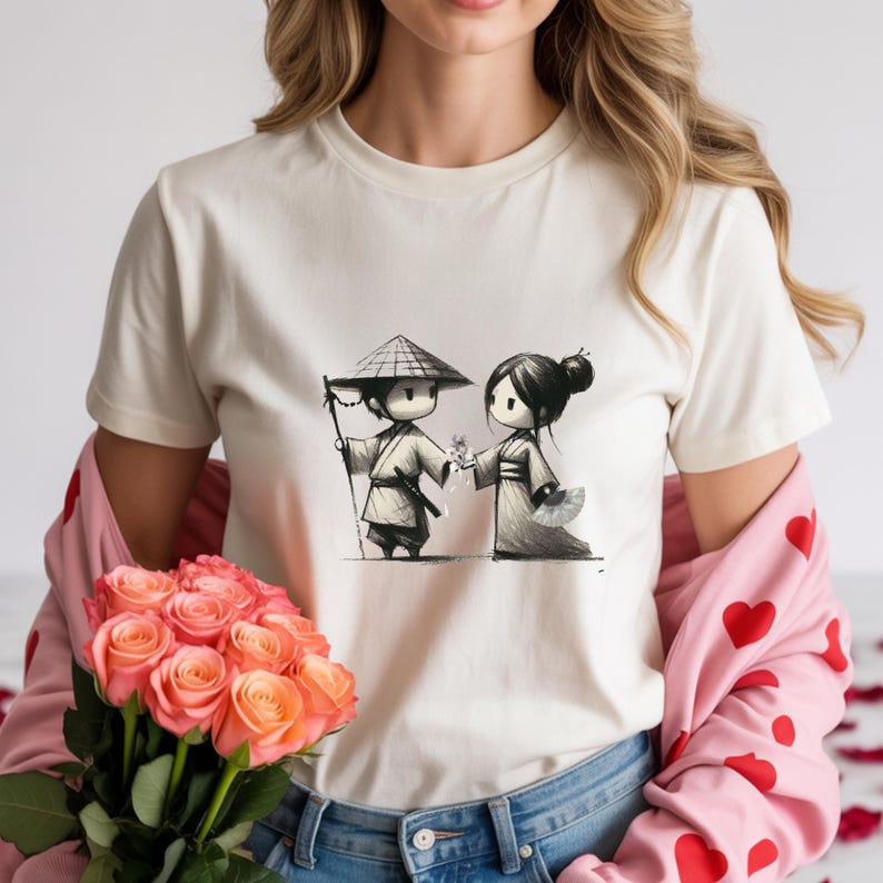 Samurai Couple Valentine Shirt, Japanese Love Warrior Sweatshirt ...