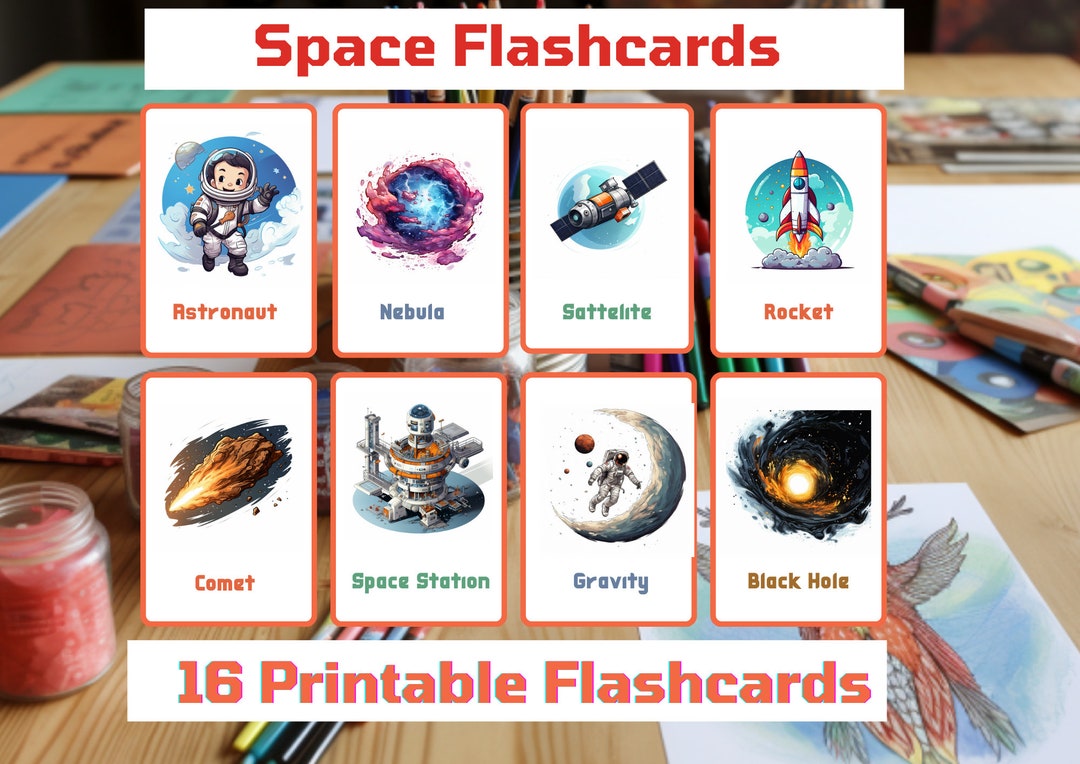 Flashcards for Kids 16 Space Themed Printable Cards for Children's ...