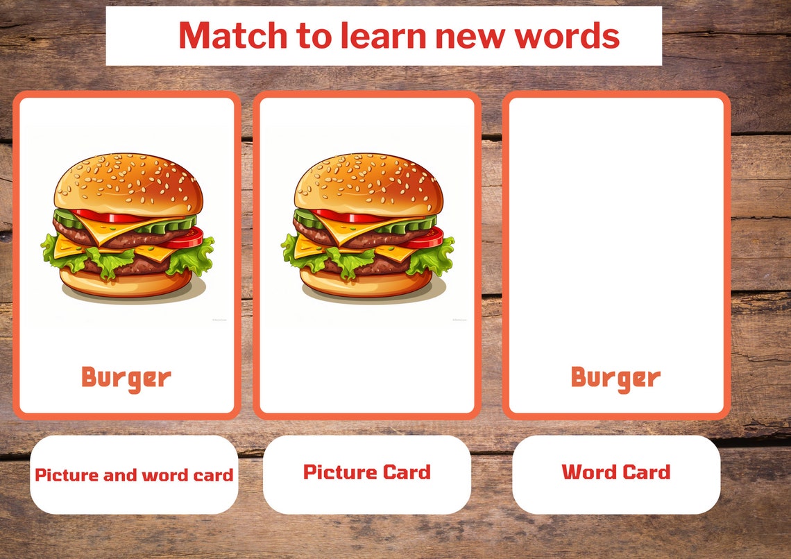 Fast Food Themed Flashcards 16 Printable Educational Flashcards for ...