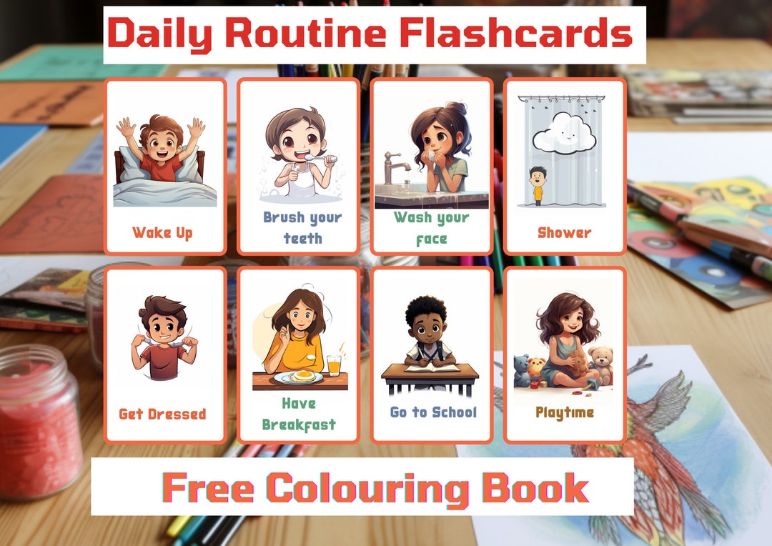 Flashcards for Kids 16 Daily Routine Themed Printable Cards for ...