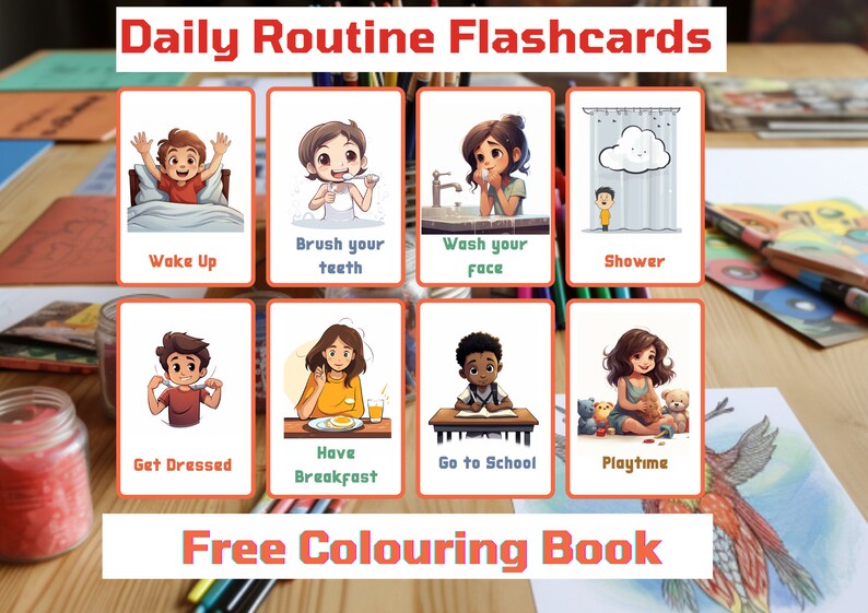 Flashcards for Kids 16 Daily Routine Themed Printable Cards for ...