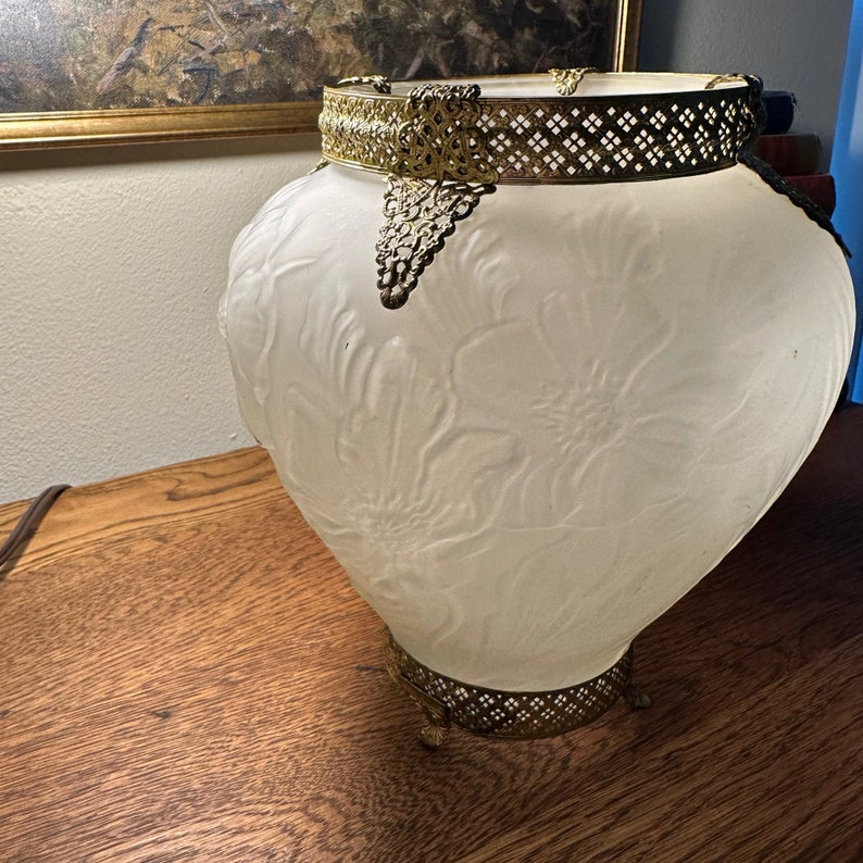 Antique 1930s Frosted Poppy Vase Art Deco Tiffin Co Vase Ormolu Trim ...