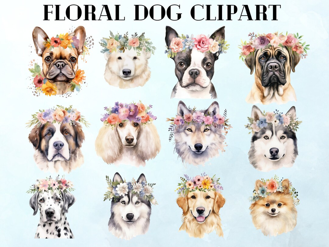 Floral Dog Clipart ,floral Dog Png ,floral Dog, Dog Clipart ...