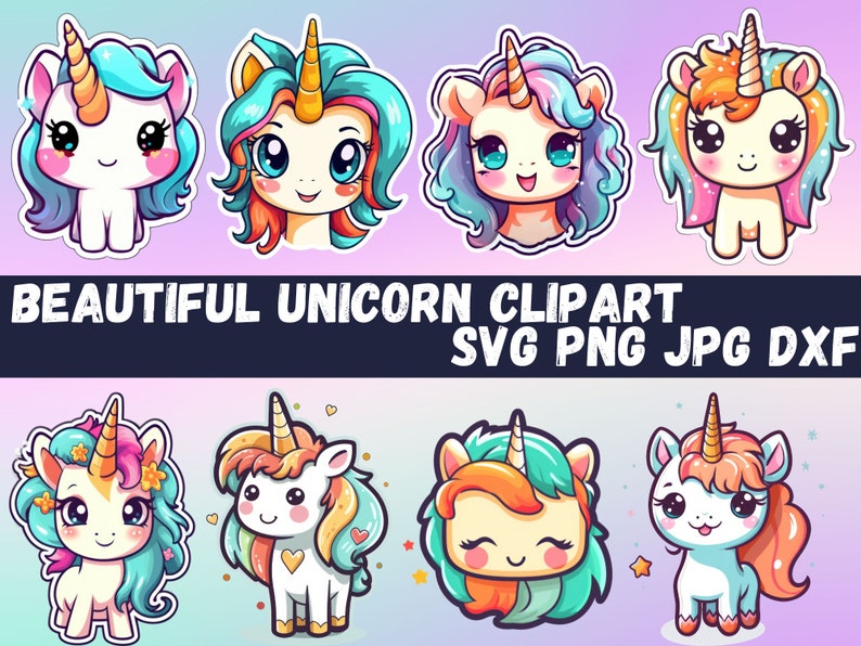 Baby Unicorns Clipart Bundle - Set of 8 Cute Little Unicorn Images ...
