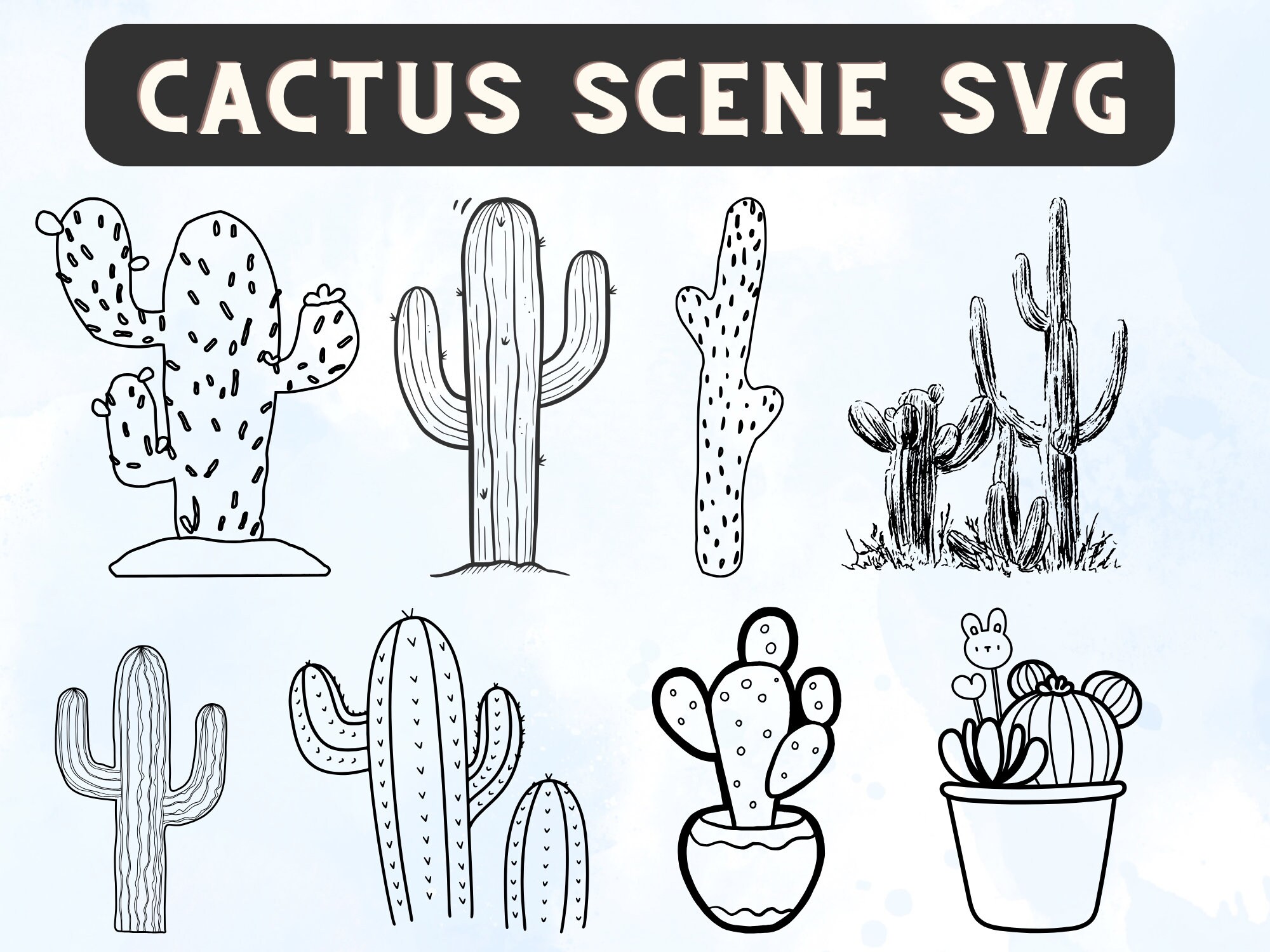 Cactus Scene SVG, Desert Landscape SVG, Cactus Desert SVG, Succulent ...