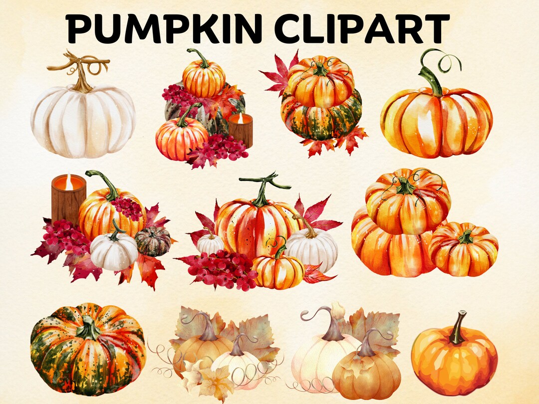 Watercolor Pumpkins Clipart, Fall Pumpkin Png, Pumpkin Png Clipart ...