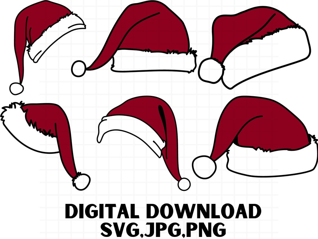 Santa Hat SVG Bundle\ Christmas Clipart\ Santa Cap Vector Set - Etsy
