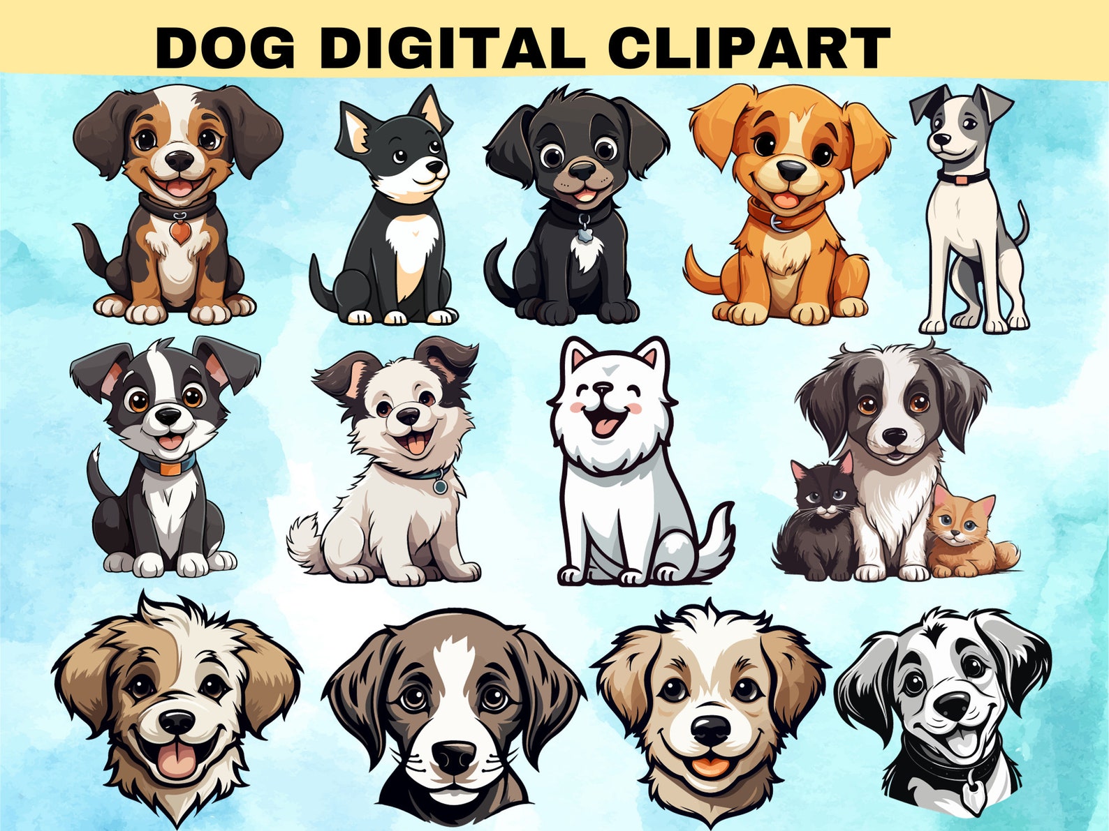 Dog Digital Clipart ,dog Png Bundle , Dog Clipart Bundle , Dog Svg ...