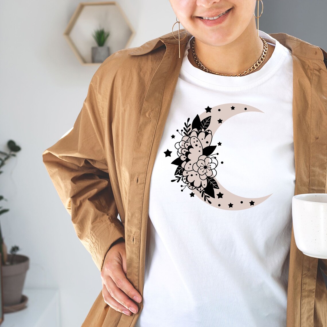 Flower Moon SVG File Floral Moon SVG Moon Phases Svg Cut - Etsy