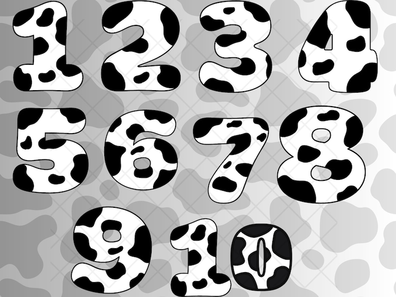 Cow Print Numbers 0-9 Svgs\ Animal Cow Numbers Svg\ Birthday Shirts Svg ...