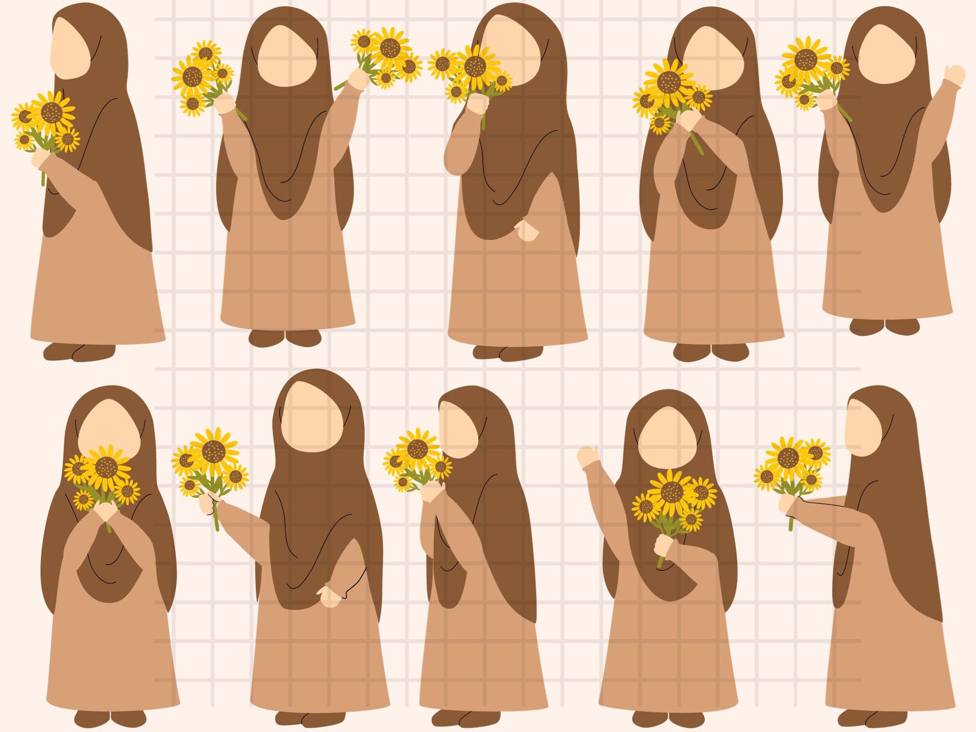 Muslim Girls Clipart\ Muslim Woman Svg\ Beautiful Girl With Hijab PNG ...